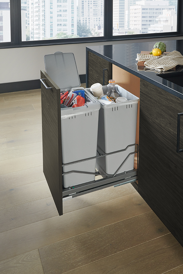 Full Height Base Double Wastebin with Matte Charcoal Interior