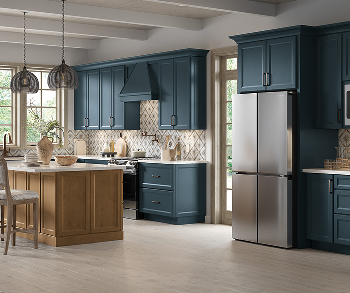 Baker Blue Slate & Tiki Woodtone Kitchen Cabinets | Thomasville Cabinetry
